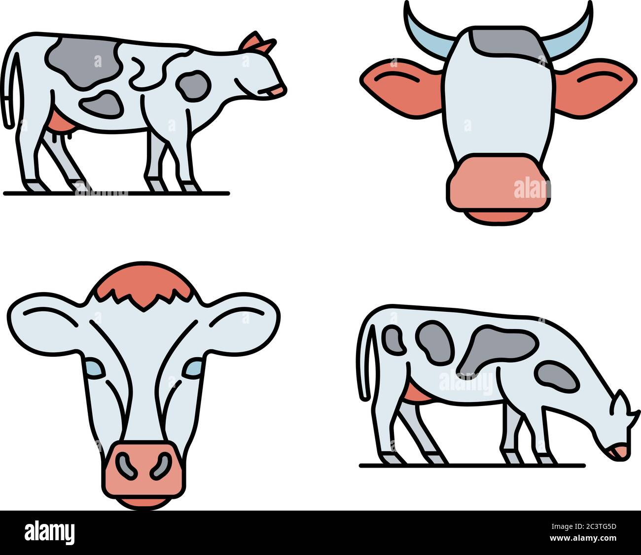 Cow icons set vector flat Stock Vector Image & Art - Alamy