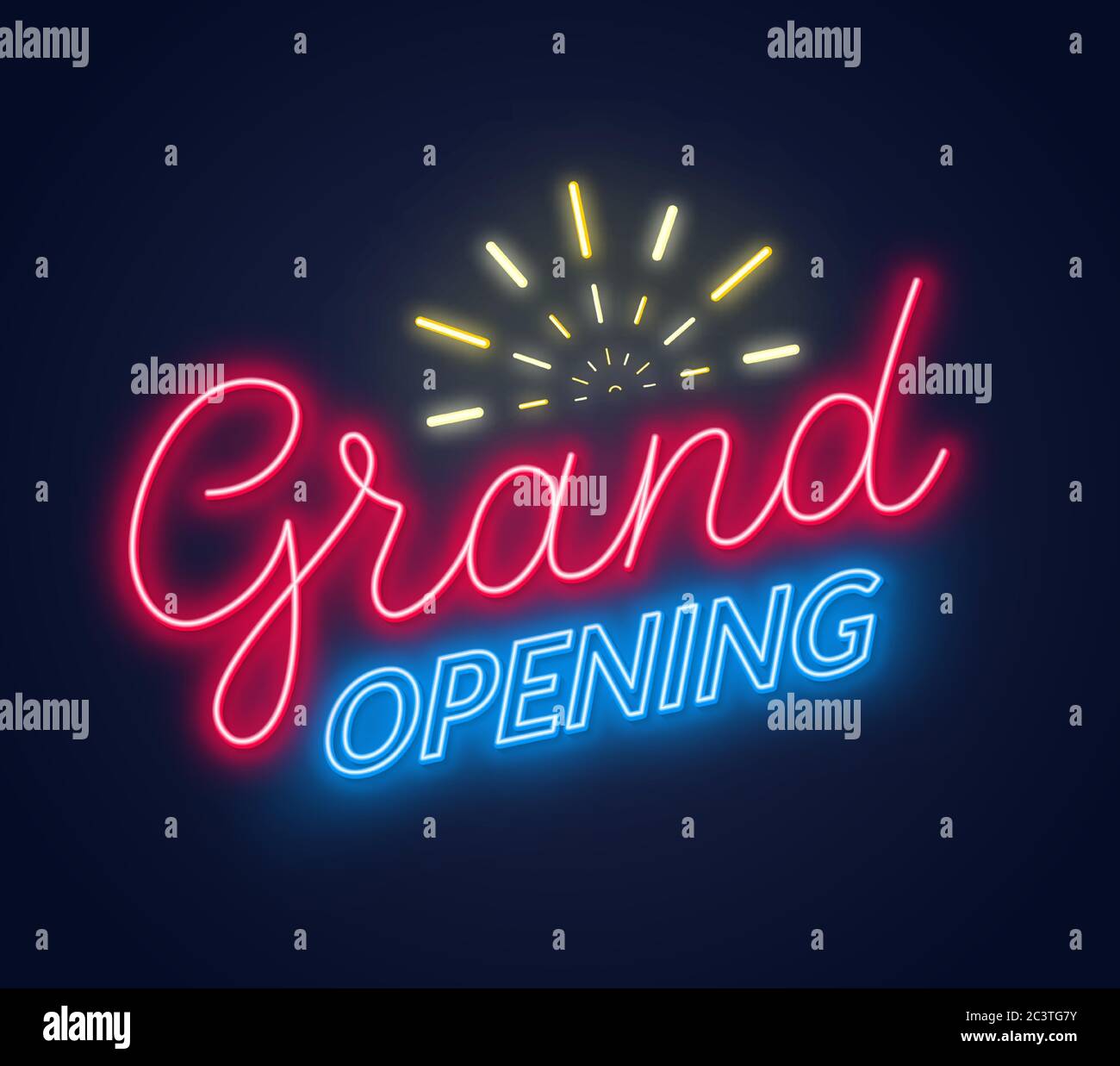 Grand opening neon sign on dark background. Poster,banner for the ...