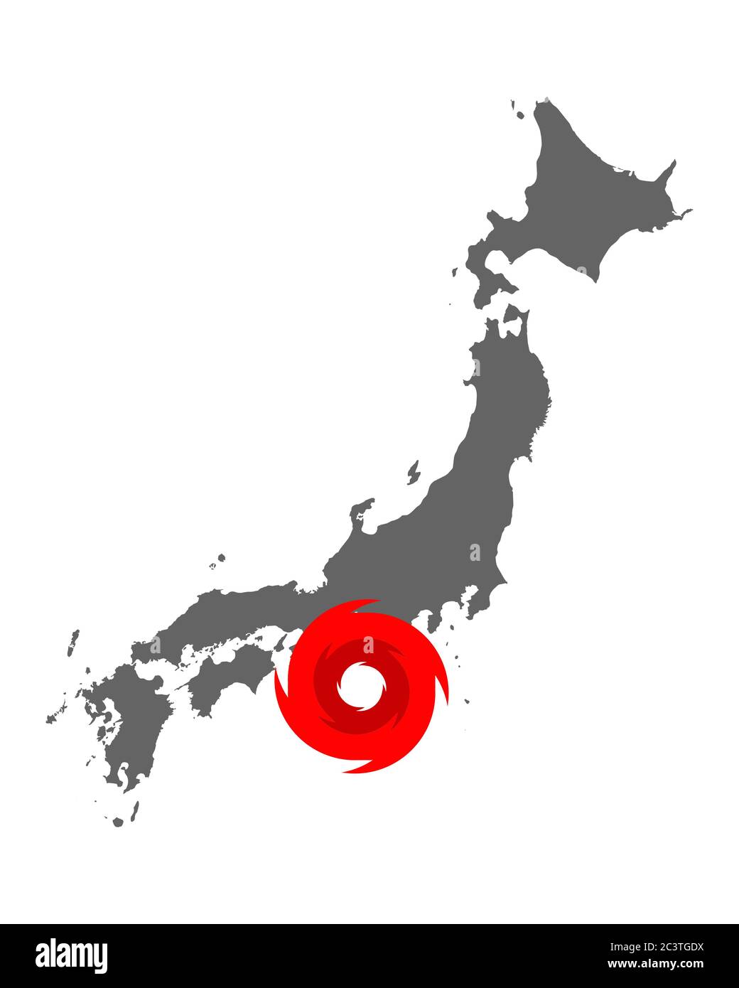Map of Japan and hurricane symbol Stock Photo - Alamy