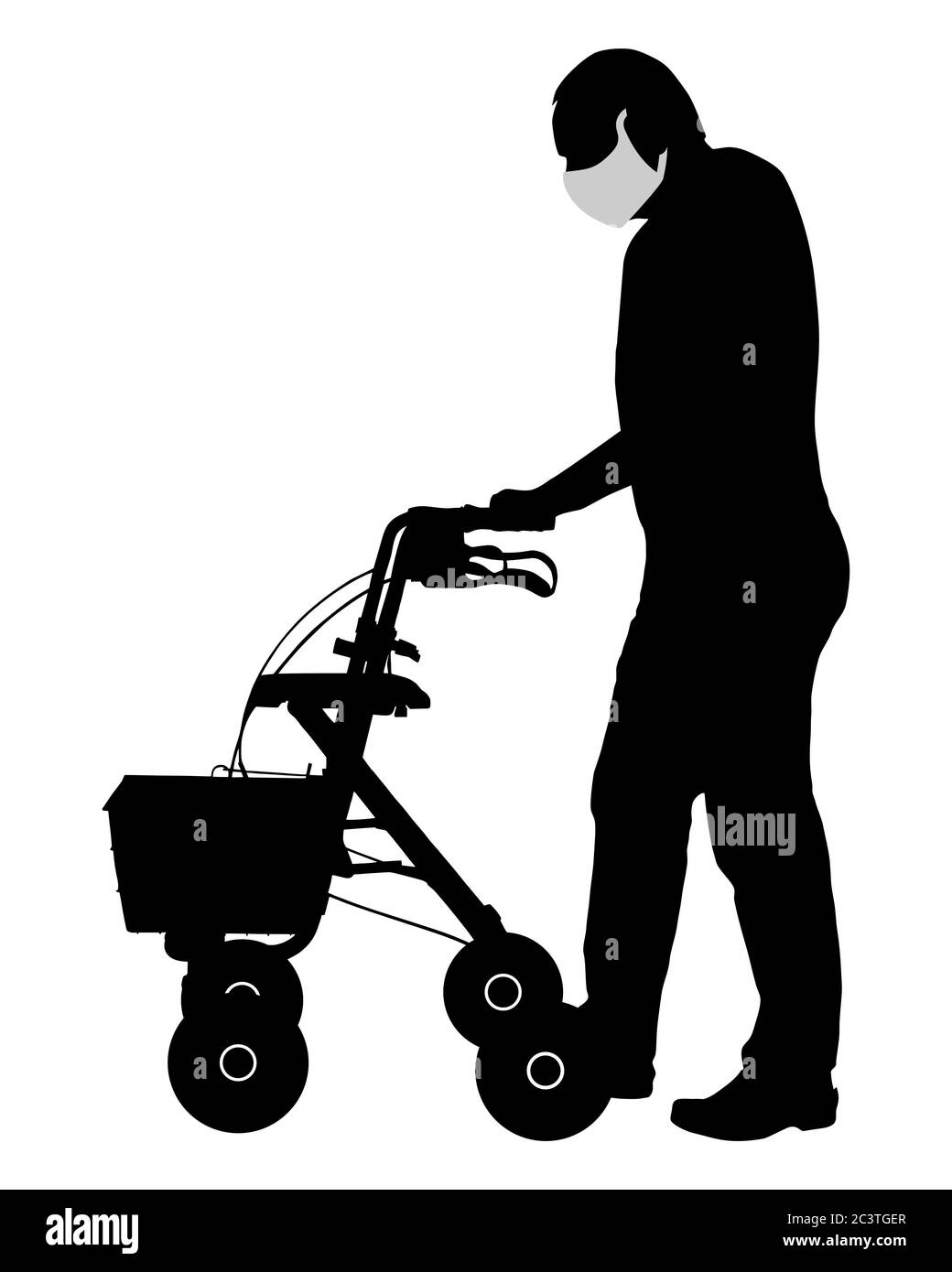 Man with face mask and rollator Stock Photo - Alamy