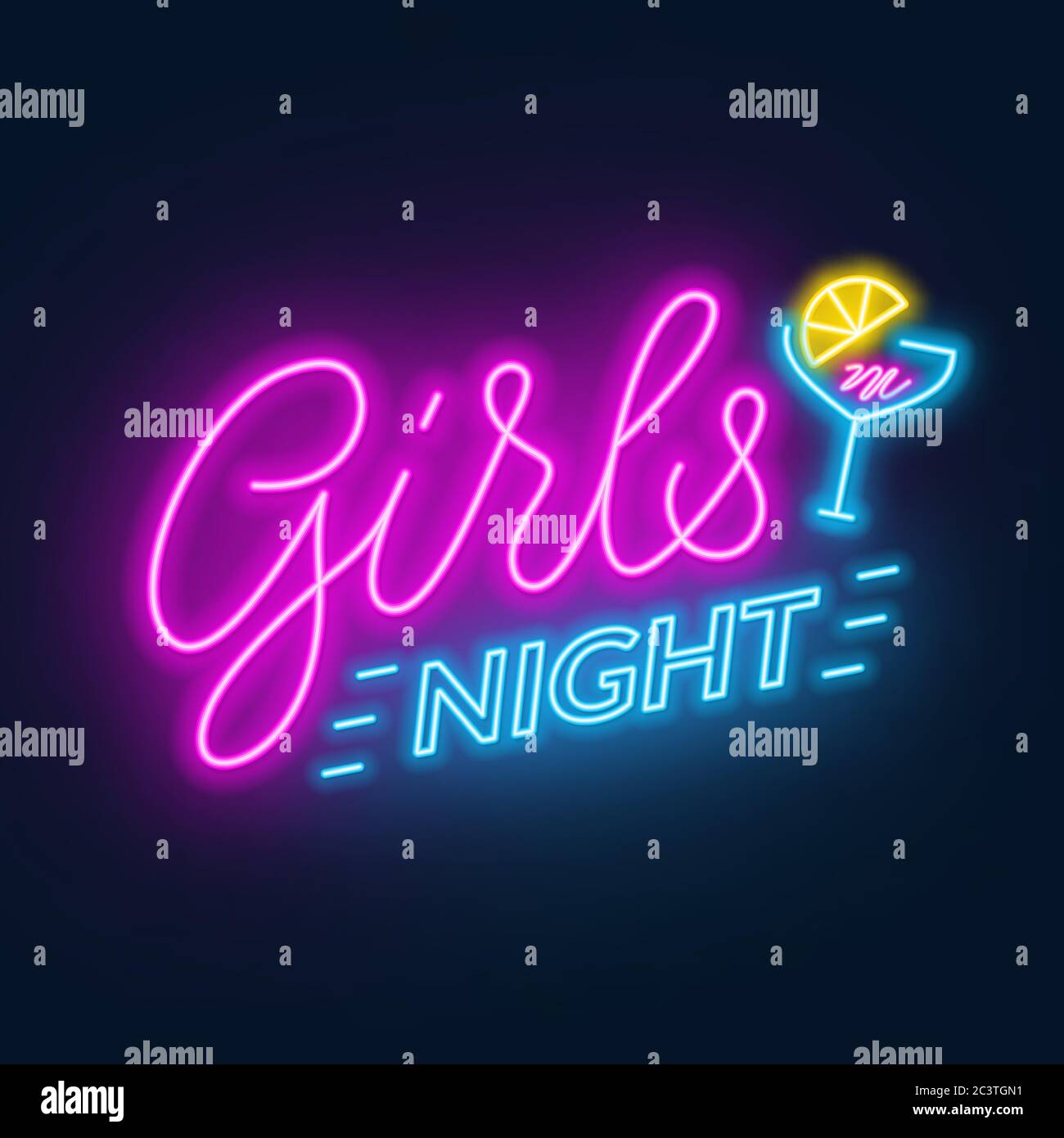 Girls Night out neon lettering on dark background Stock Vector Image ...
