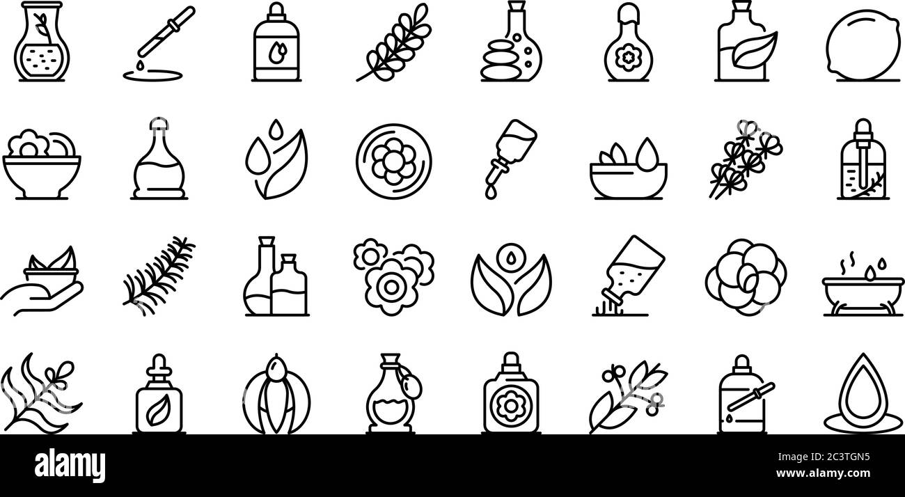 Essential oils icons set, outline style Stock Vector Image & Art - Alamy