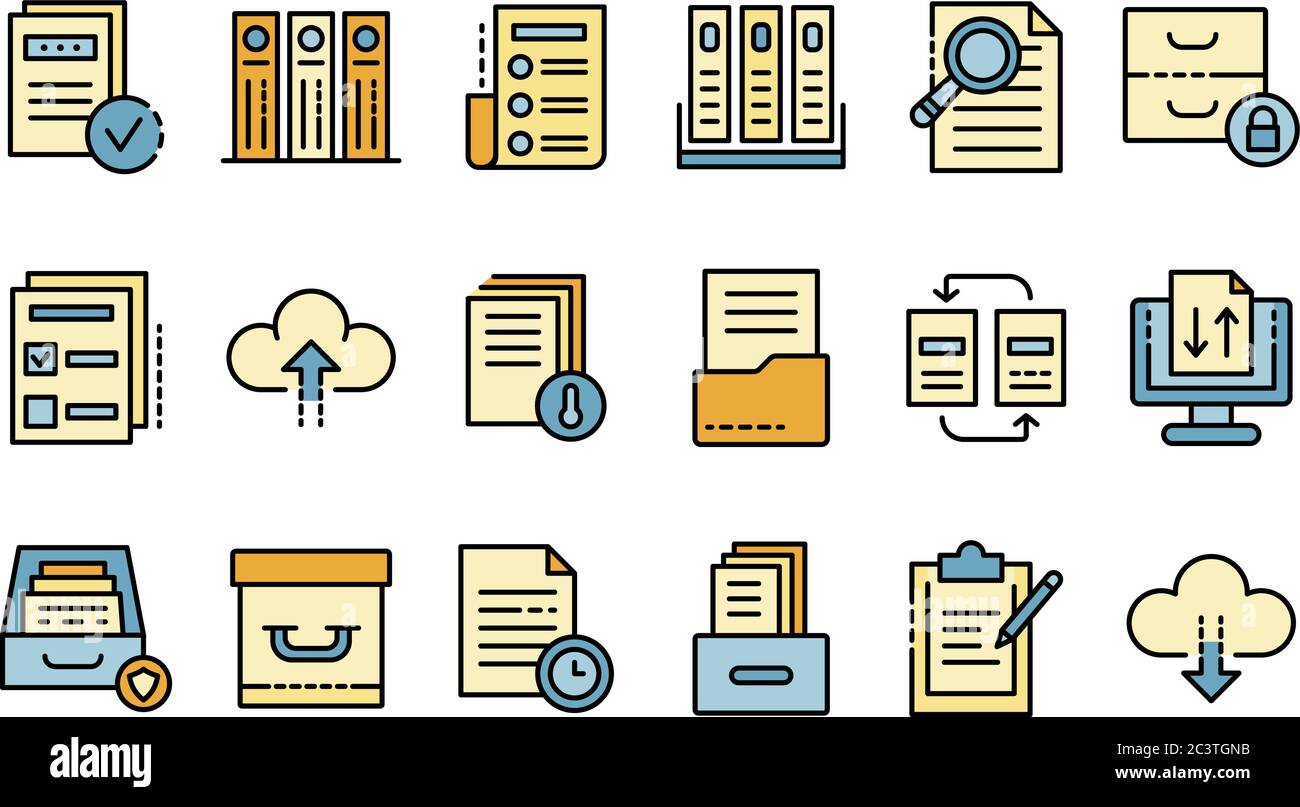 Archive icons set vector flat Stock Vector Image & Art - Alamy