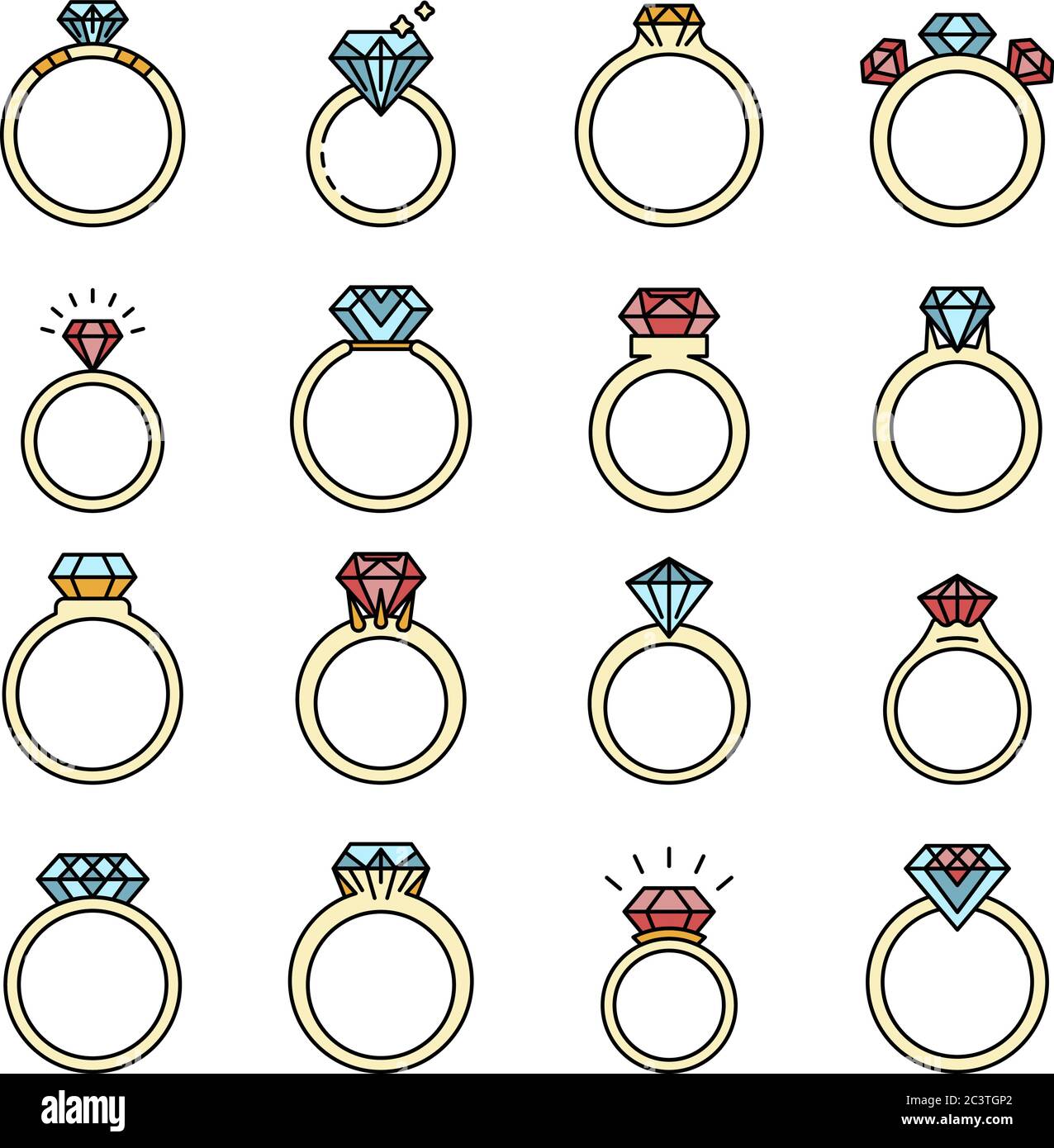 Diamond ring icons set vector flat Stock Vector Image & Art - Alamy