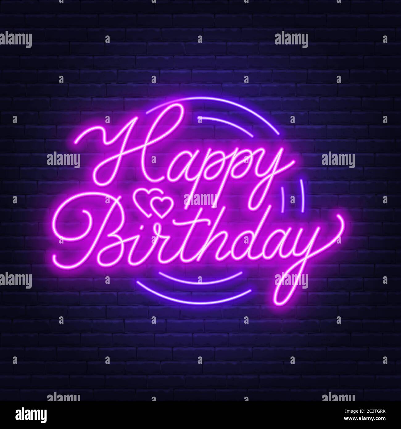 Happy birthday neon sign. Greeting card on dark background Stock Vector ...