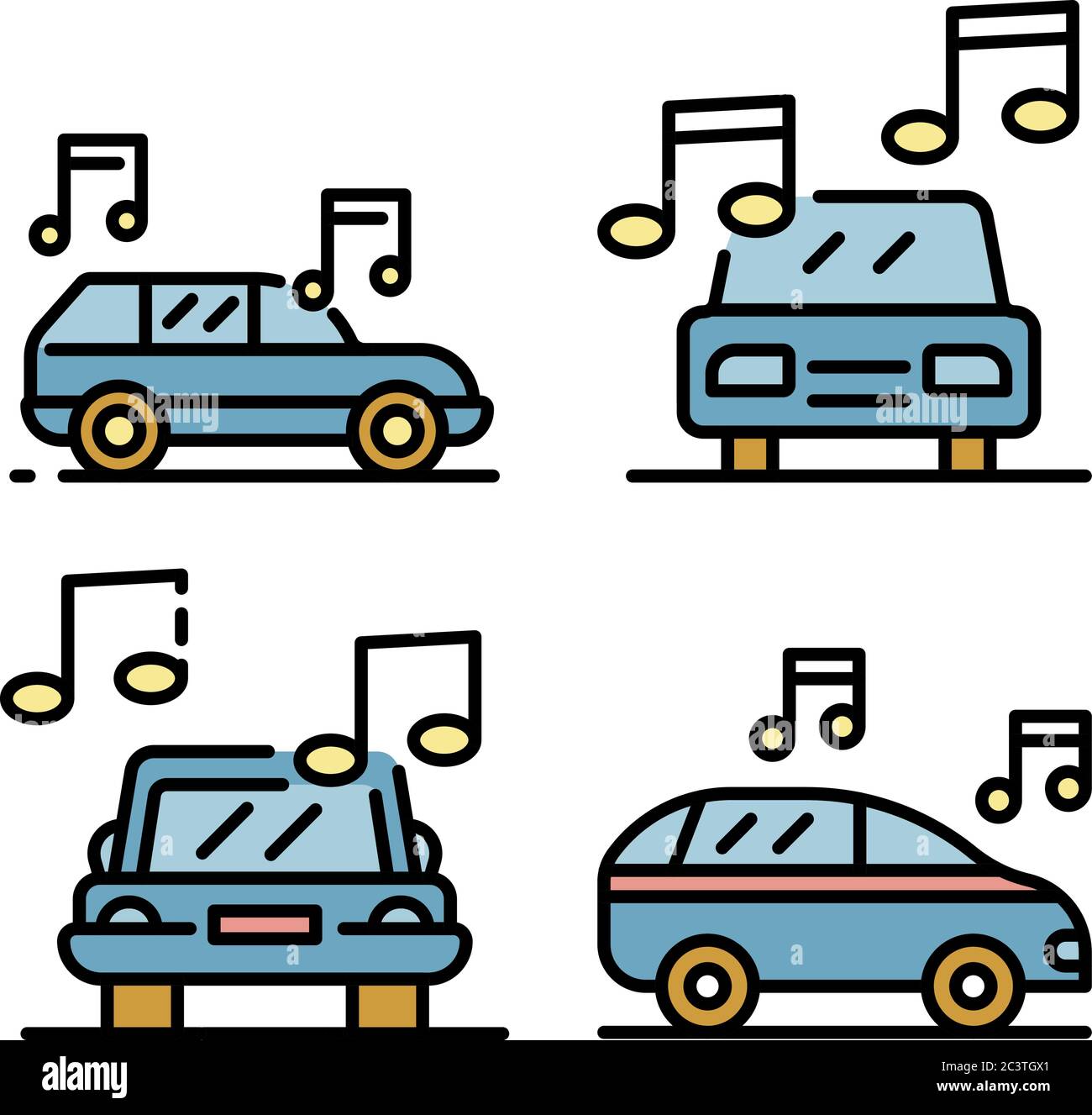 Car audio icons set vector flat Stock Vector Image & Art - Alamy