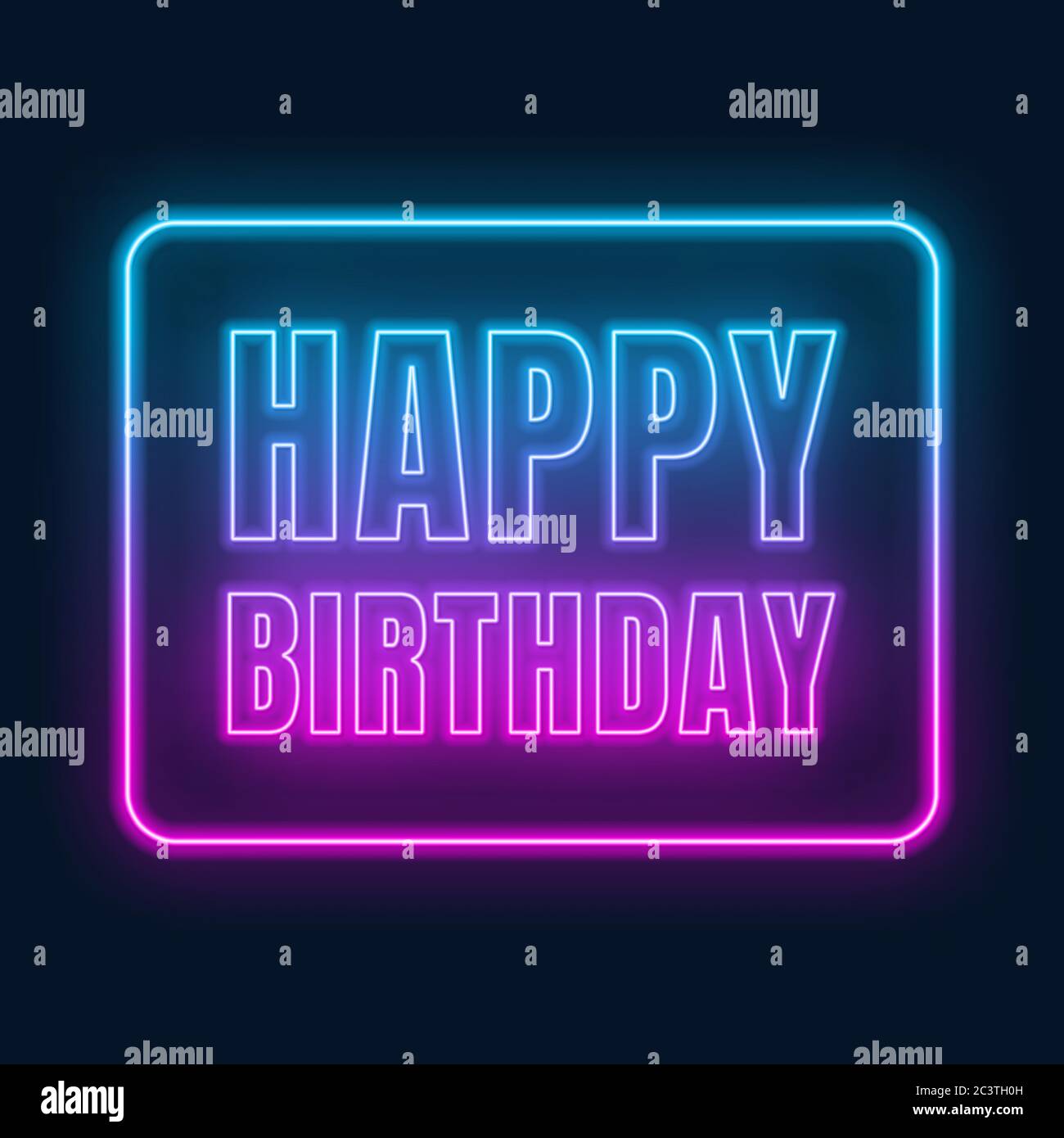 Happy birthday neon sign. Greeting card on dark background Stock Vector ...
