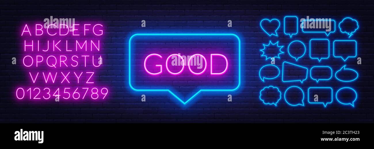Neon sign of word good in frame on dark background Stock Vector Image ...