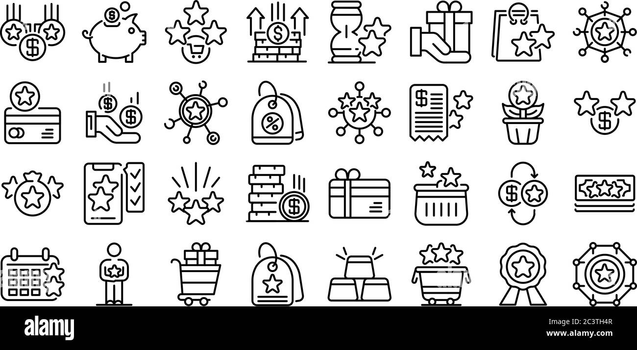 Bonus icons set, outline style Stock Vector Image & Art - Alamy