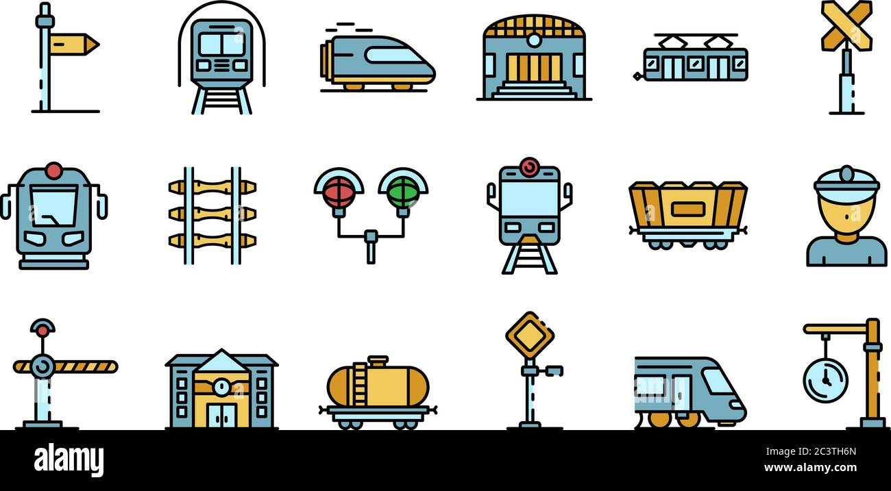 Railway station icons set vector flat Stock Vector Image & Art - Alamy
