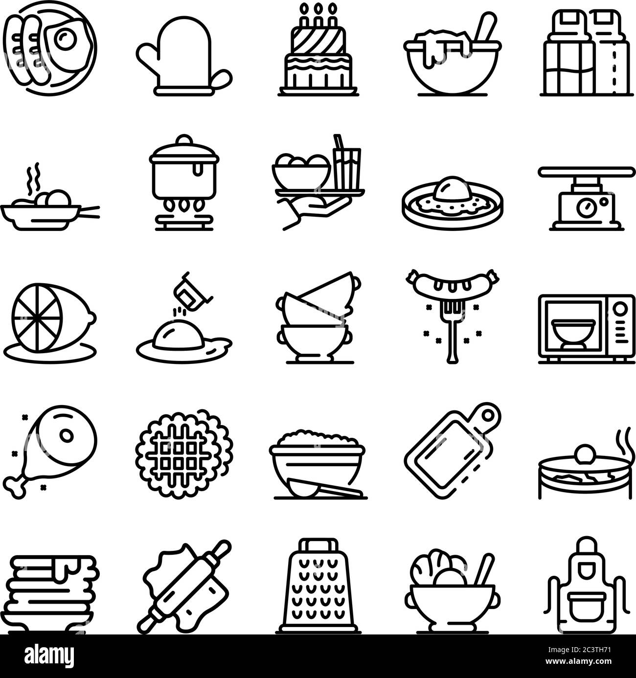Homemade food icons set, outline style Stock Vector Image & Art - Alamy