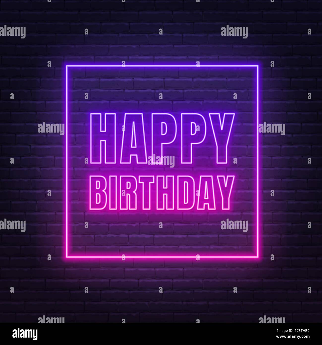 Happy birthday neon sign. Greeting card on dark background Stock Vector ...