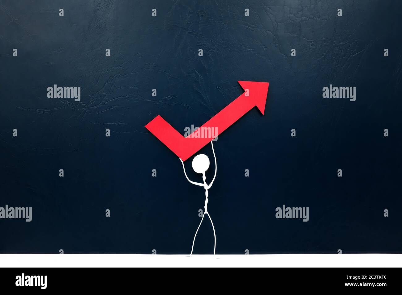 Human stick figure carrying a red arrow pointing upward. Economy bounce ...