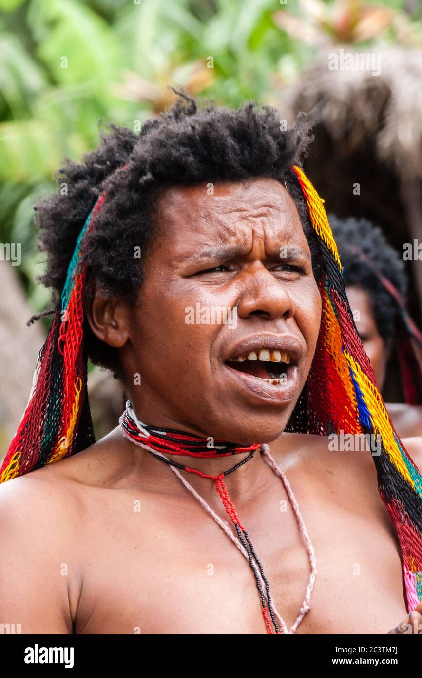 Wamena, Indonesia - January 9, 2010: Portret of Dani tribe woman in ...