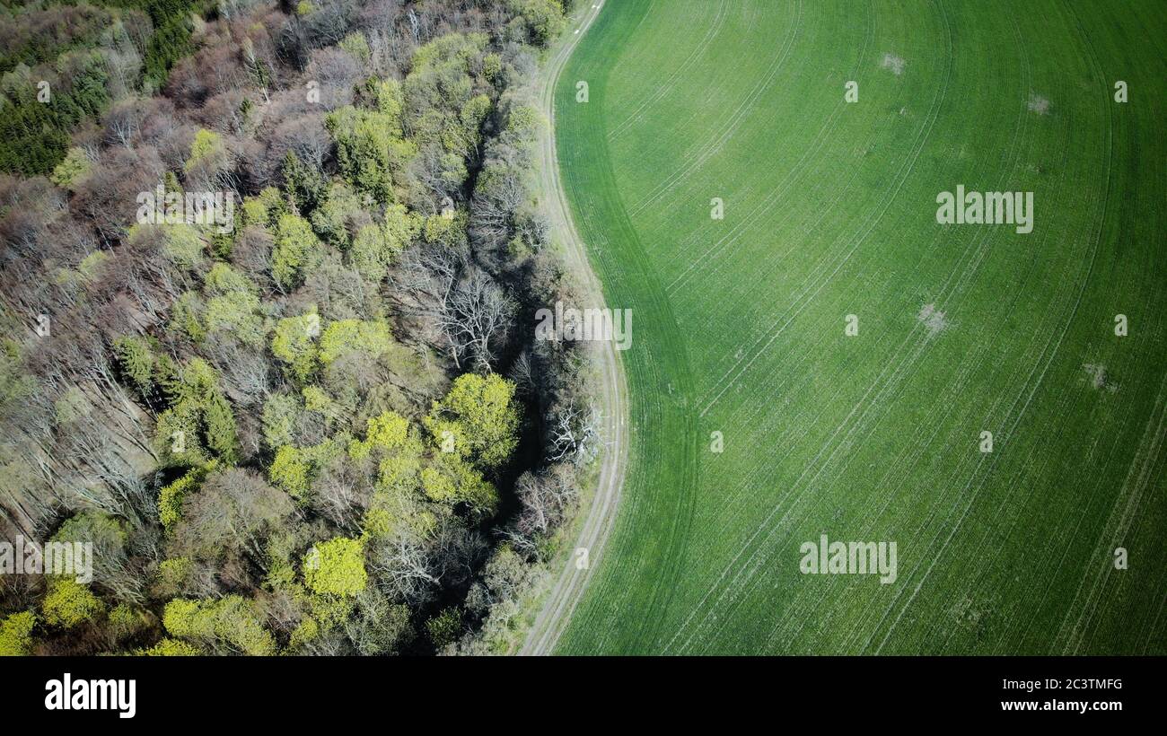 Aerial view of field in czech republic Stock Photo - Alamy