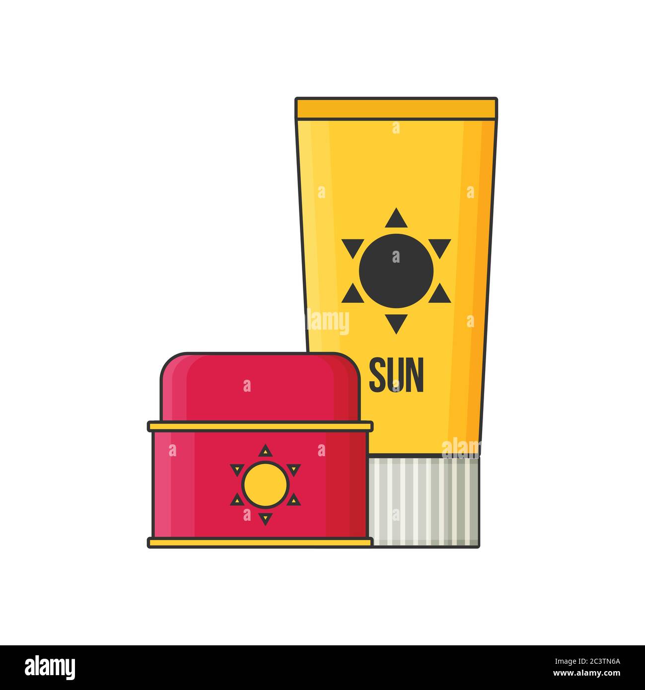 Sunscreen Care Sun Protection Cosmetics vector illustration Stock ...