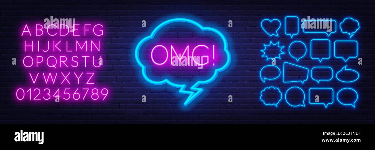 Neon sign omg in frame on dark background Stock Vector Image & Art - Alamy
