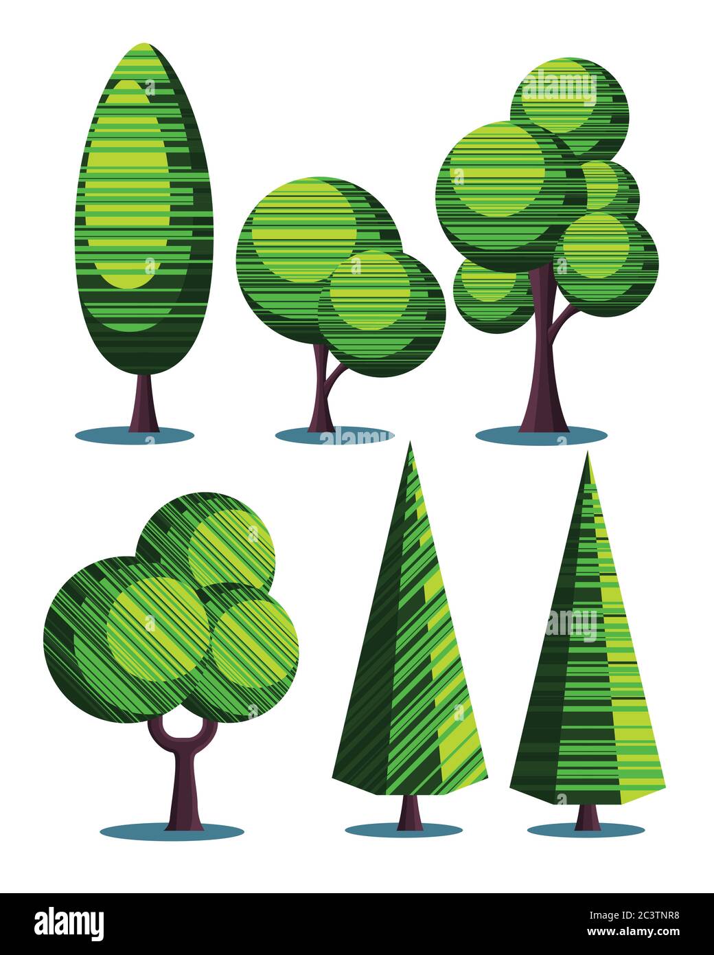 Set of stylized vector plants. Trees and spruce Stock Vector Image ...