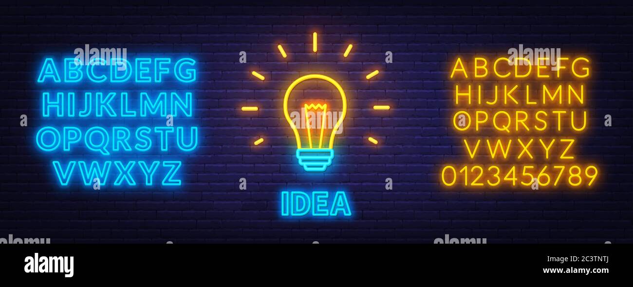 Neon fonts Stock Vector Images - Alamy