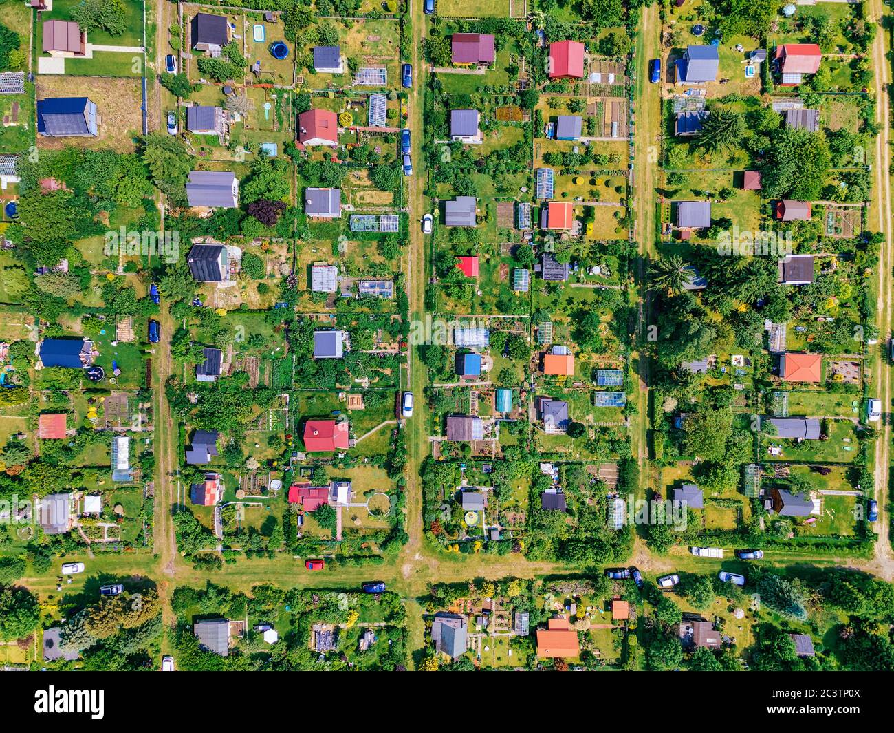 aerial view of the garden plots Stock Photo - Alamy