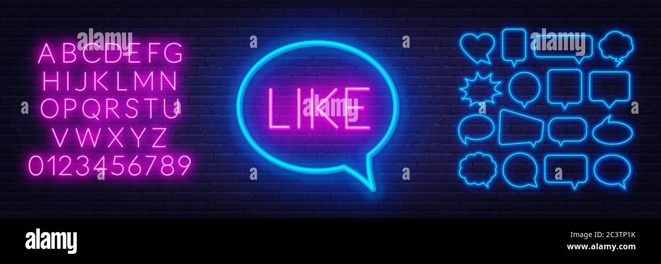 Neon sign of word like in frame on dark background Stock Vector Image ...