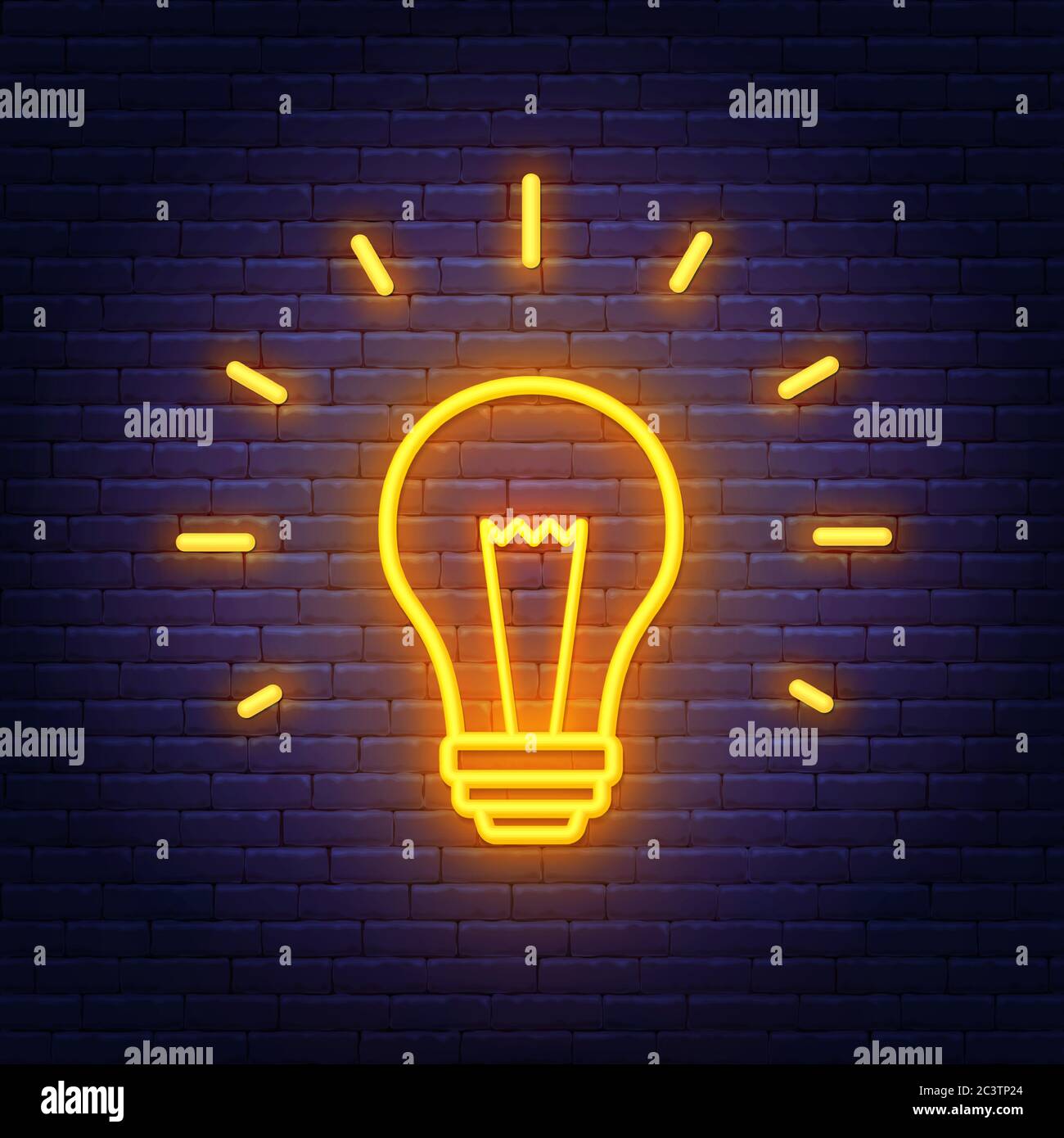 Neon sign idea. Idea symbol on brick wall background Stock Vector Image ...