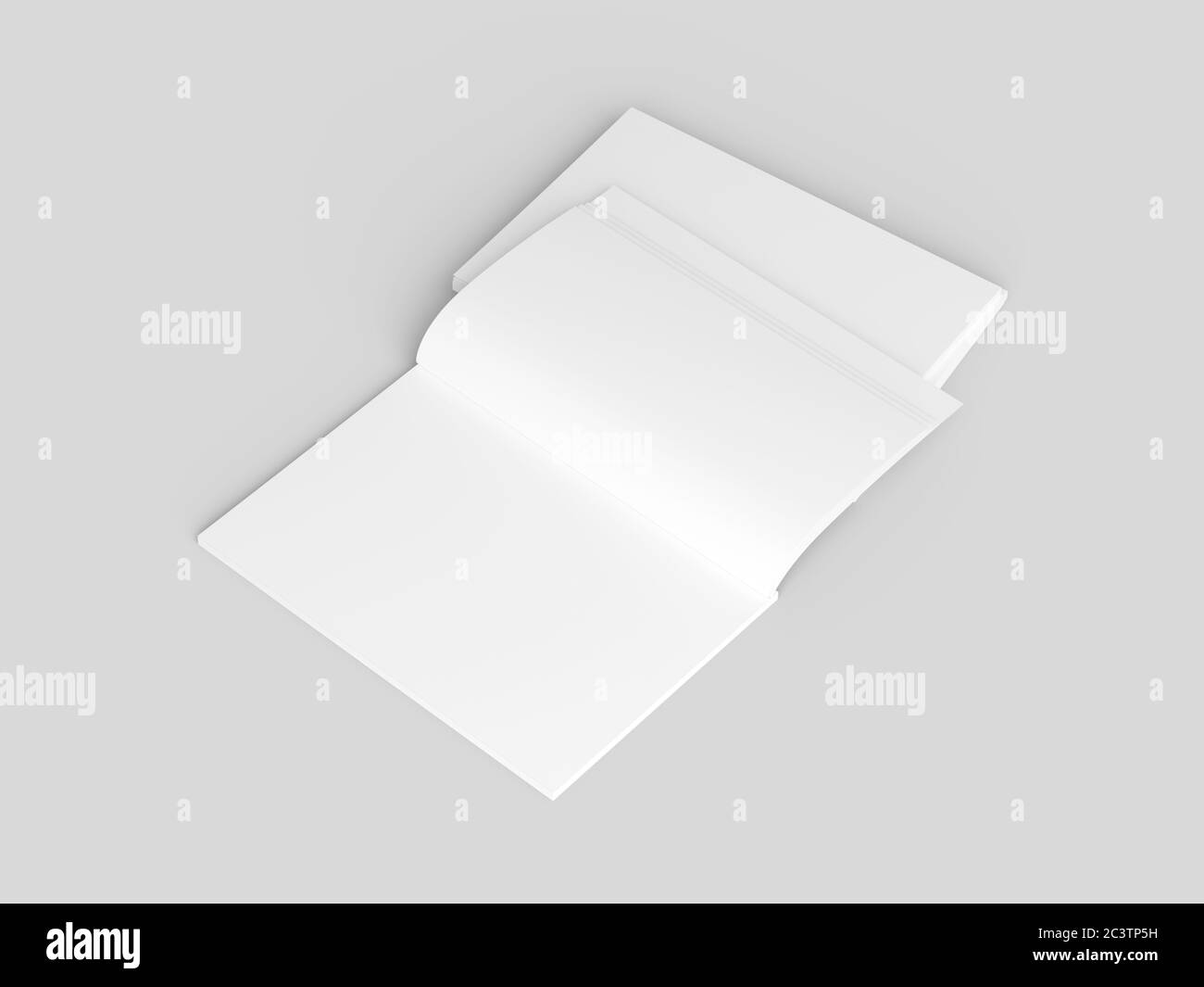 Open magazine with a glued binding. Stack of catalogues. Vertical A4 ...