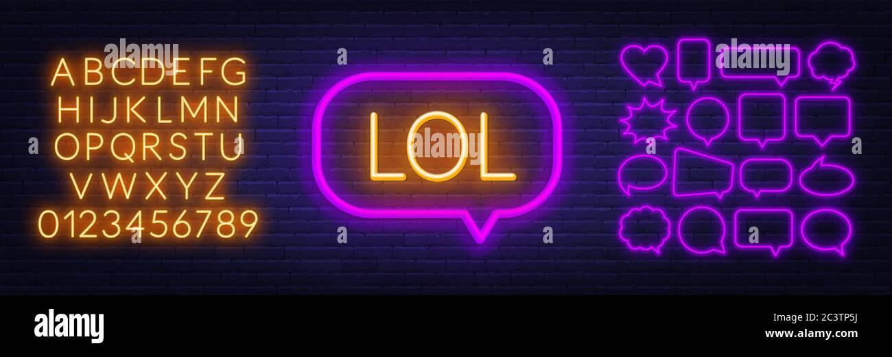 Neon sign lol in frame on dark background Stock Vector Image & Art - Alamy