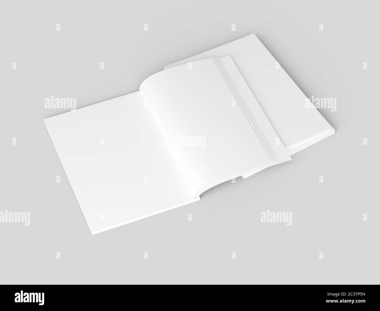 Open magazine with a glued binding. Stack of catalogues. Vertical A4 ...