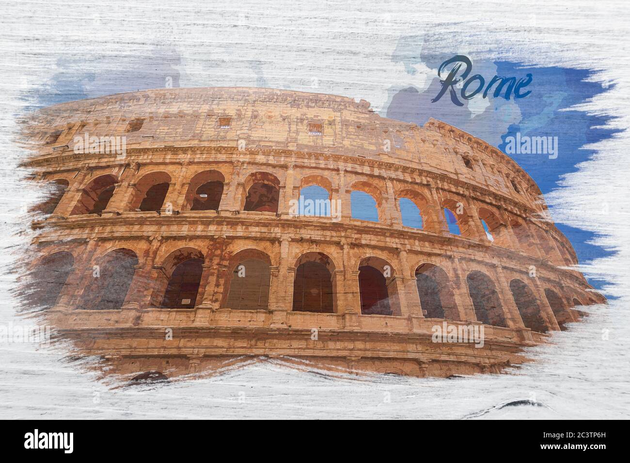 Watercolor painting of Colosseum in Rome, Italy Stock Photo - Alamy