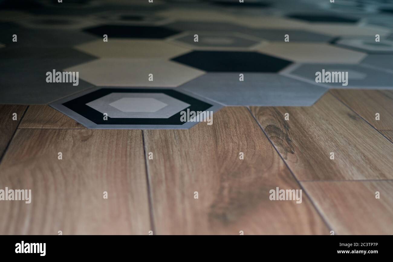 Decorative fashion ornament pattern tiles on the floor in Europe ...