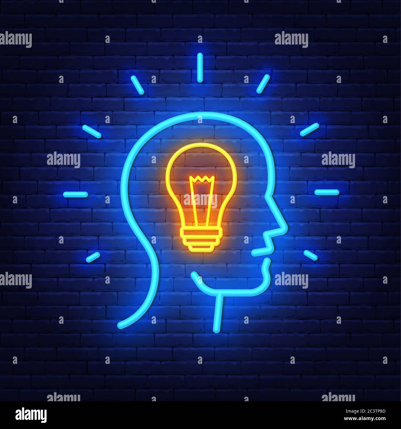 Neon sign idea on brick wall background Stock Vector Image & Art - Alamy