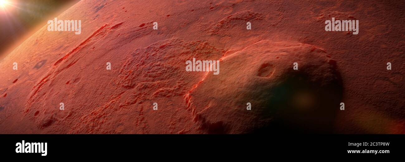 Olympus Mons, volcano on planet Mars, largest volcano in the Solar ...