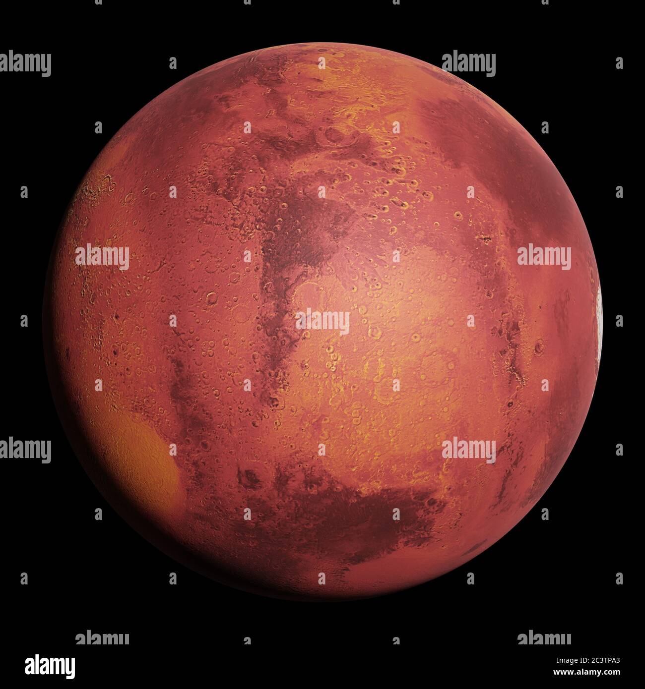 planet Mars in natural colors isolated on black background Stock Photo ...