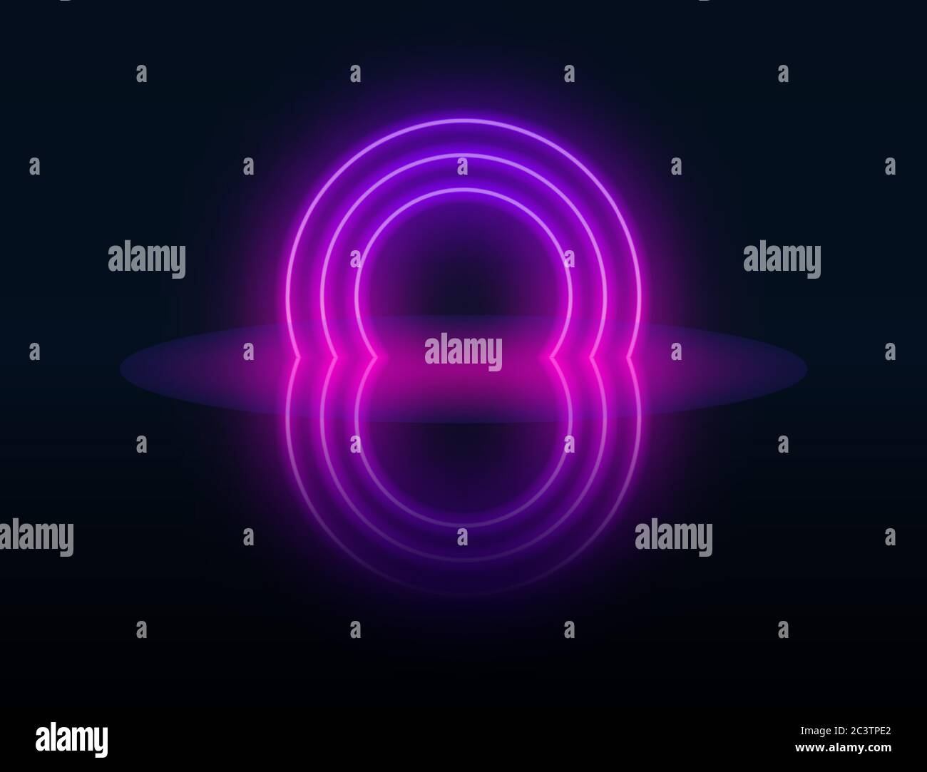 Neon futuristic background. Neon portal with reflection in the dark ...