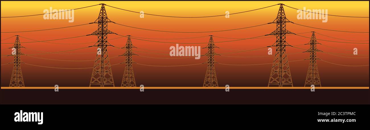 Stylized seamless horizontal panoramic vector illustration on the theme ...