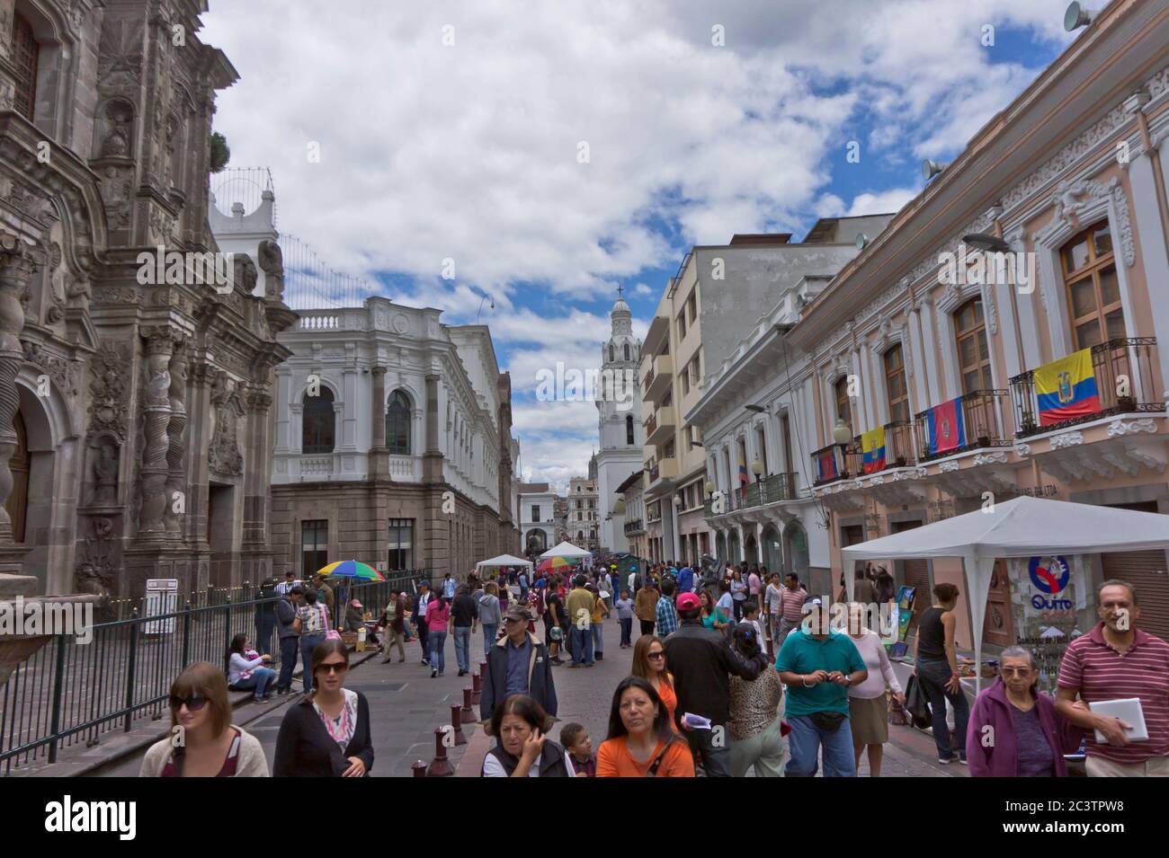 Old city street view, Quito, Ecuador Stock Photo - Alamy