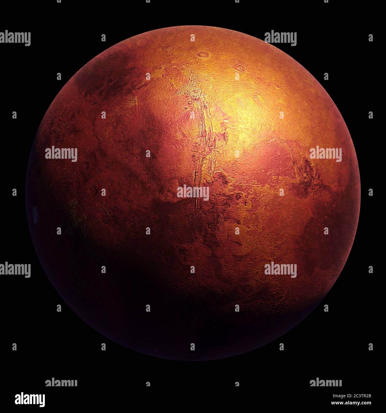 planet Mars in natural colors isolated on black background Stock Photo ...