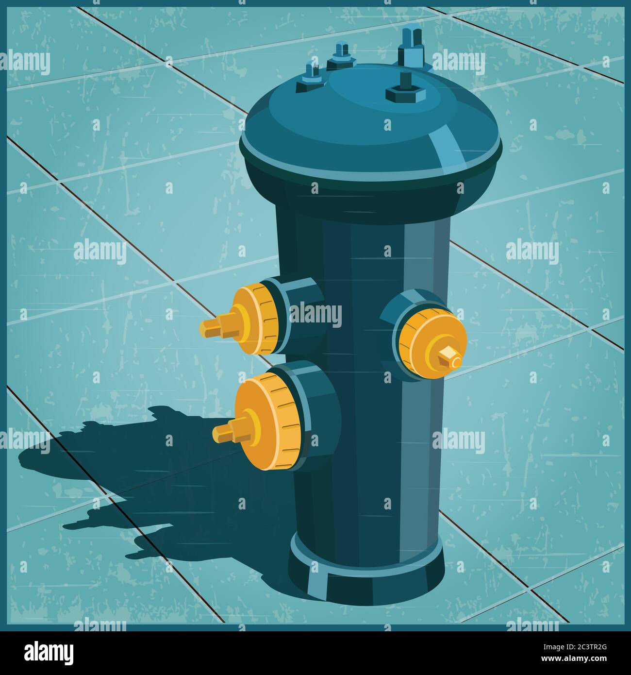 Stylized vector illustration of a fire hydrant in retro poster style ...
