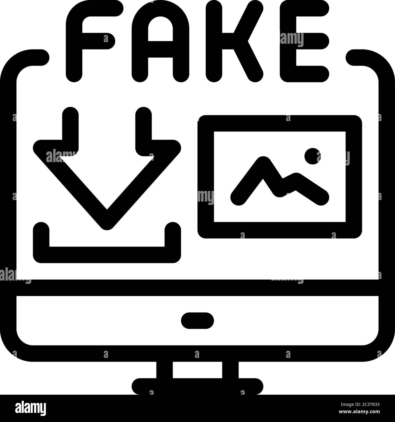 downloading fake video icon vector outline illustration Stock Vector ...