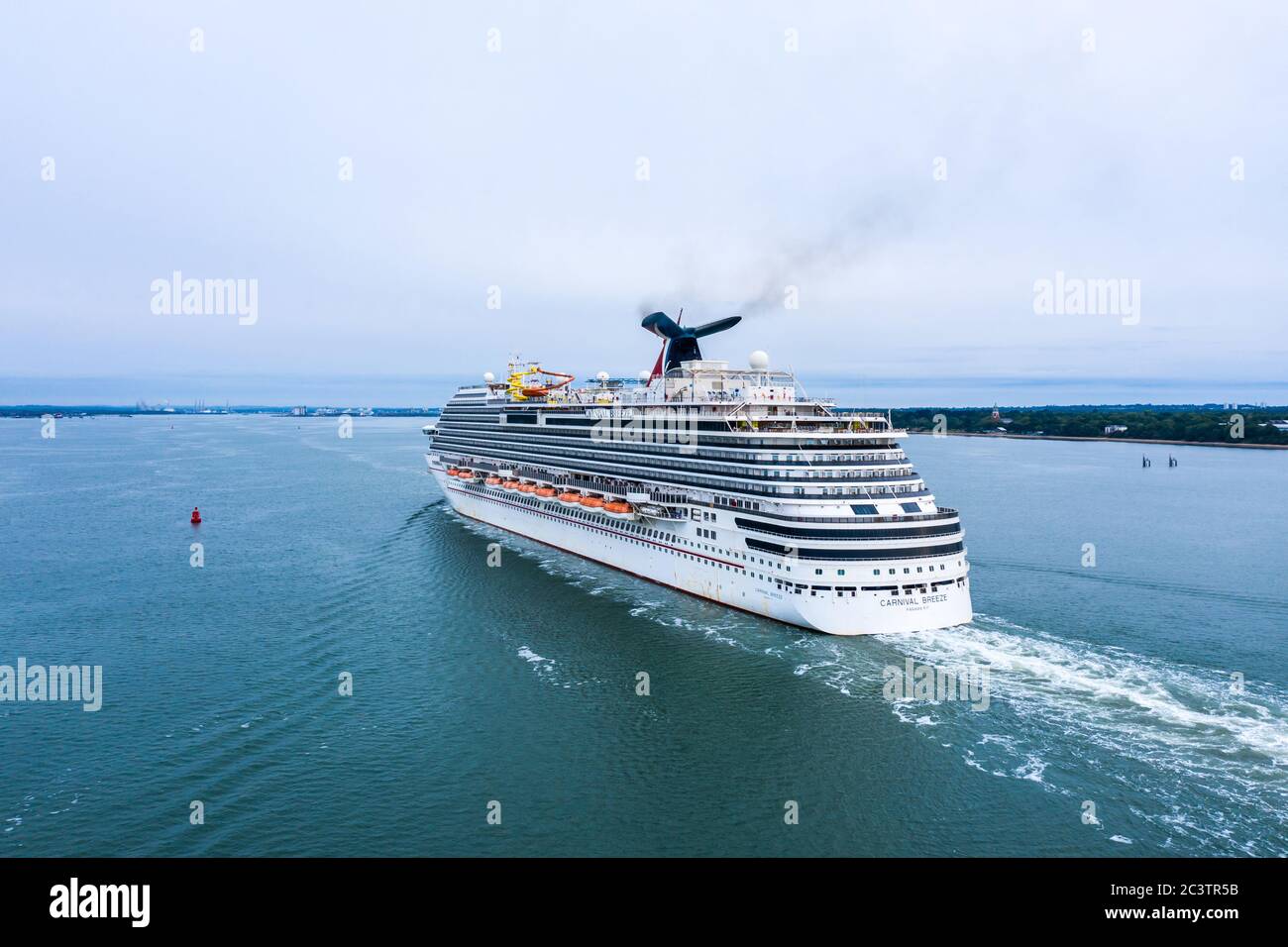 Aerial photo of Carnival Breeze cruise ship Carnival Cruise Stock Photo ...