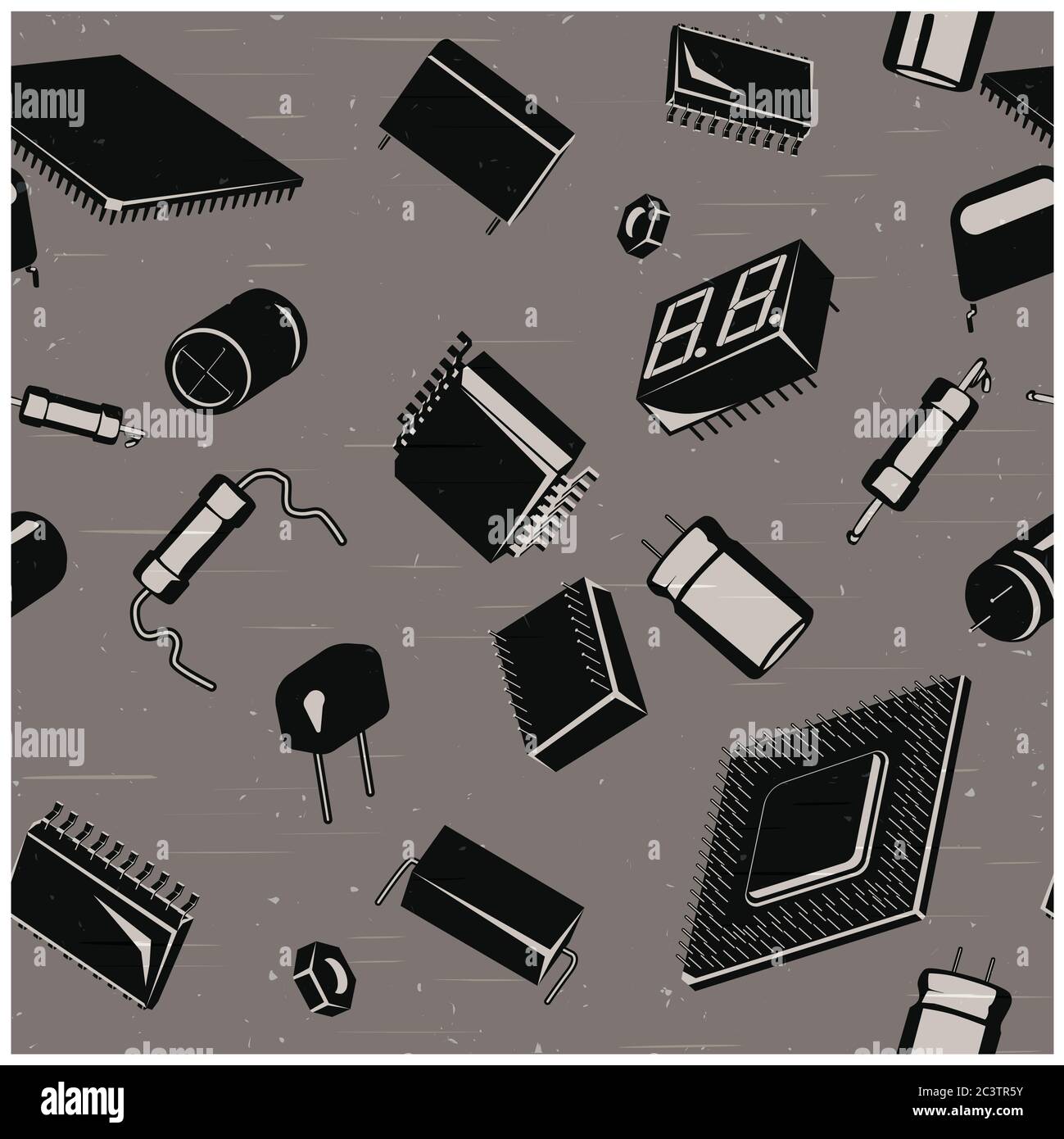 Stylized seamless in all directions illustration of electronic ...