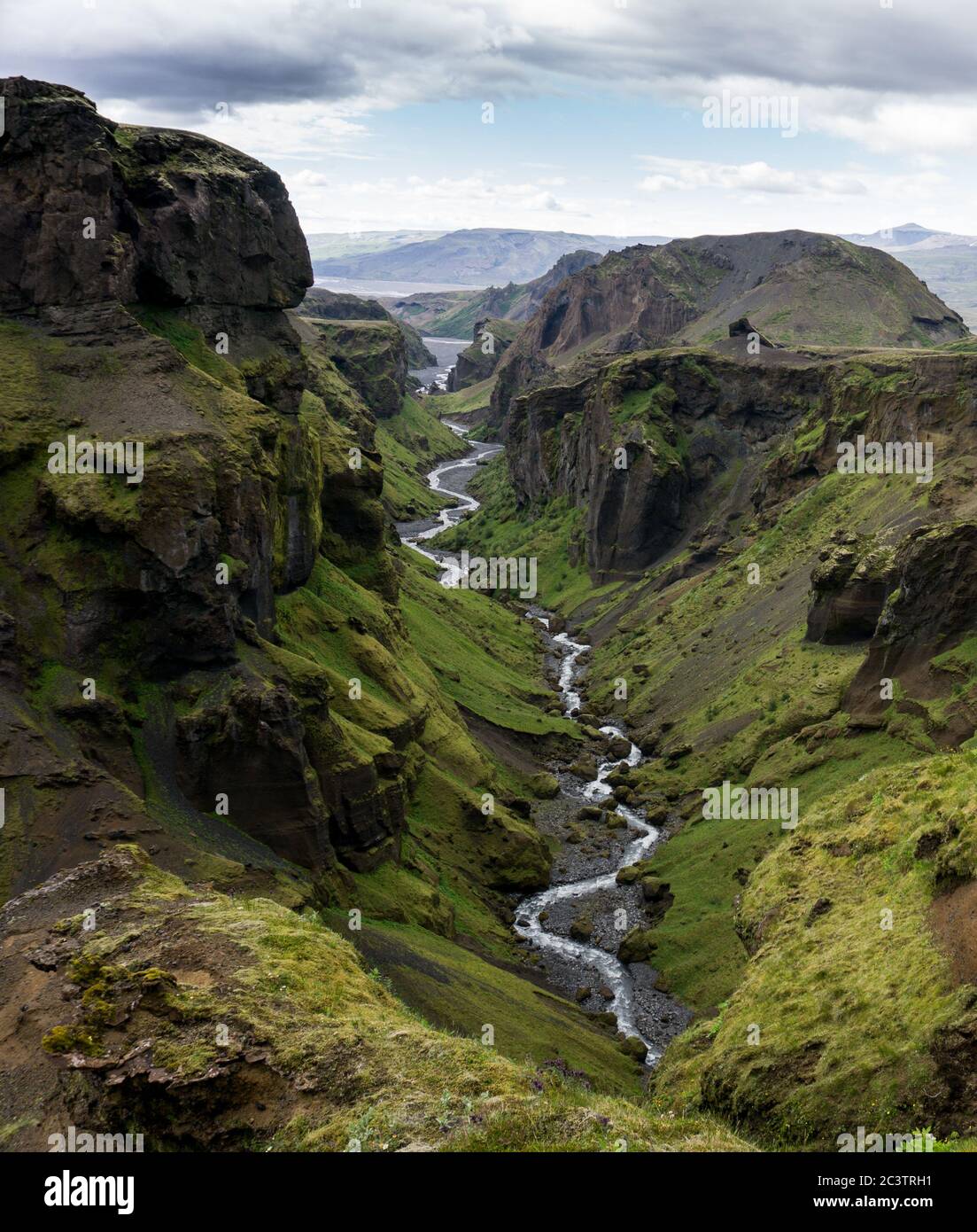 Dramatic mountain landscape in the Thorsmork nature reserve, South ...