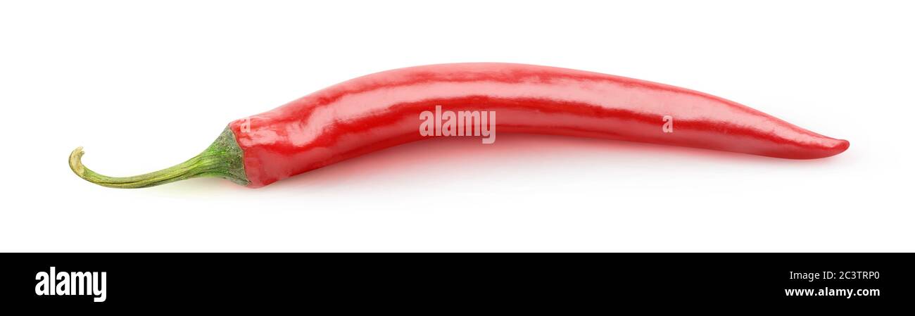 One red hot pepper isolated on white background Stock Photo - Alamy