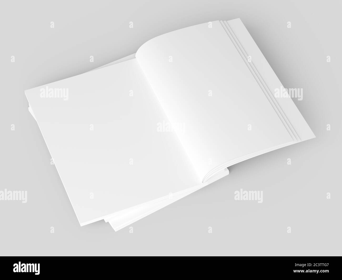 Open magazine with a glued binding. Stack of catalogues. Vertical A4 ...