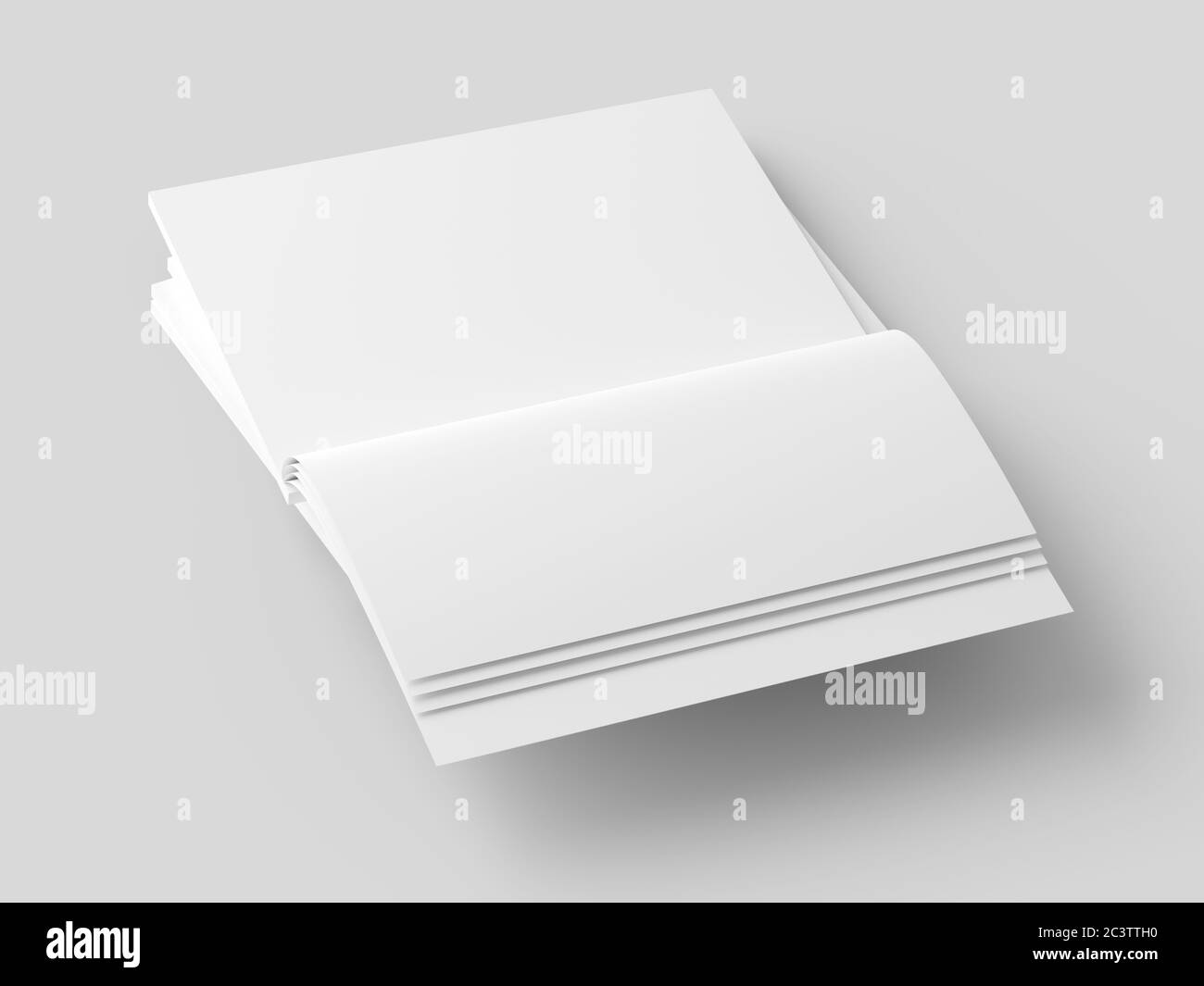 Open magazine with a glued binding. Stack of catalogues. Vertical A4 ...