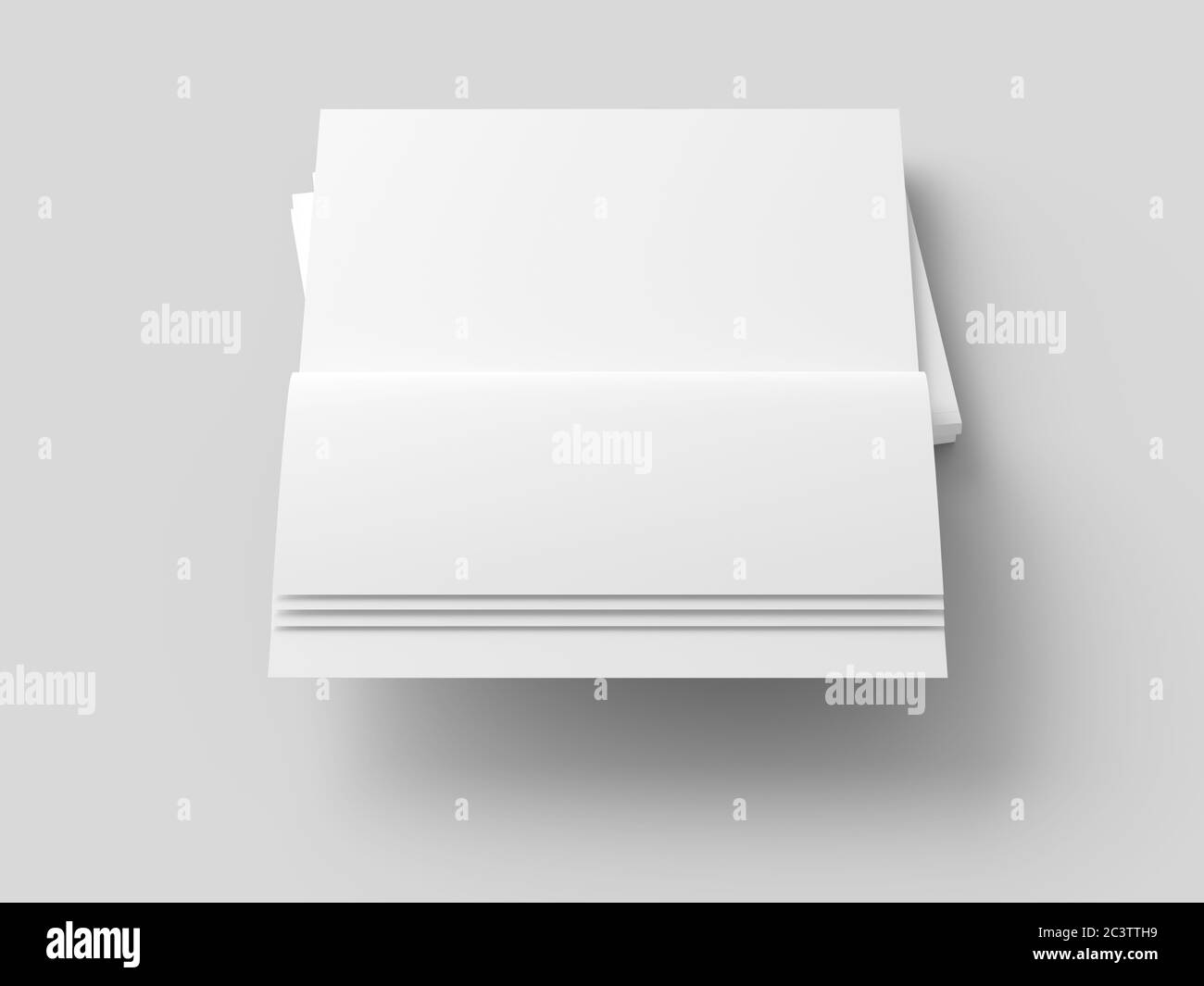 Open magazine with a glued binding. Stack of catalogues. Vertical A4 ...