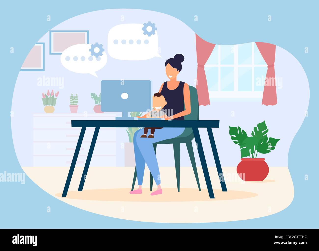 Babysitting a child Stock Vector Images - Alamy