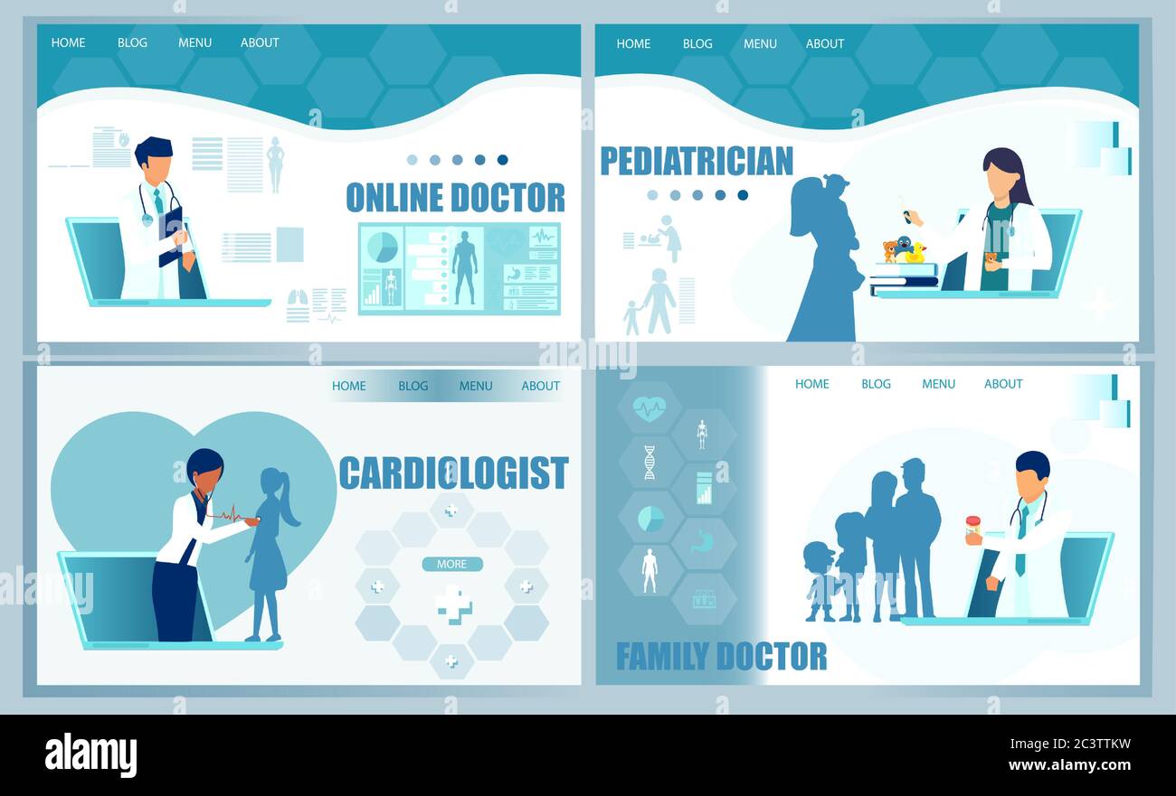Online doctor consultation concept. Flat design vector of medicine and ...