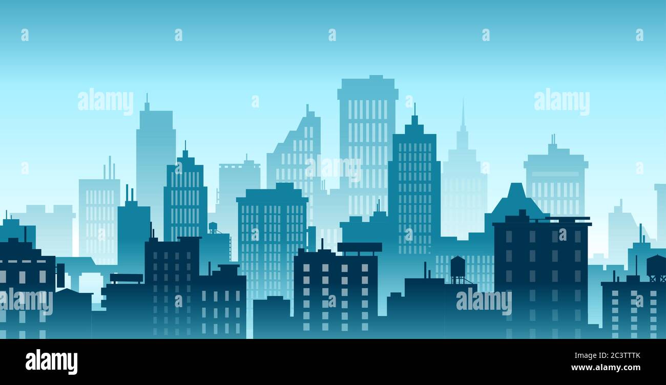 Vector of a cityscape background in the downtown with blue sky Stock ...